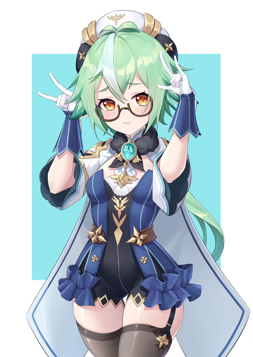 wan xing genshin impact sucrose animal ears megane stockings thighhighs | #736051 | yande.re